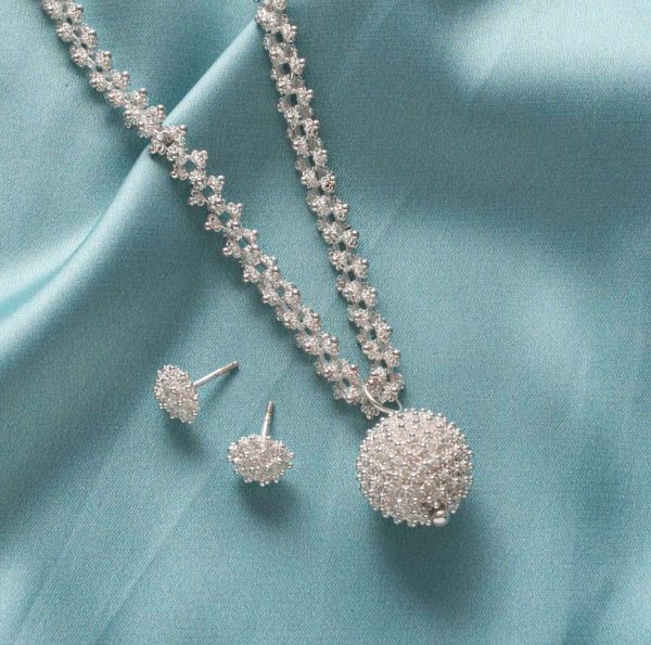 Pol Mal Mala Necklace & Earstuds in Sterling Slver | Chamathka Jewellers