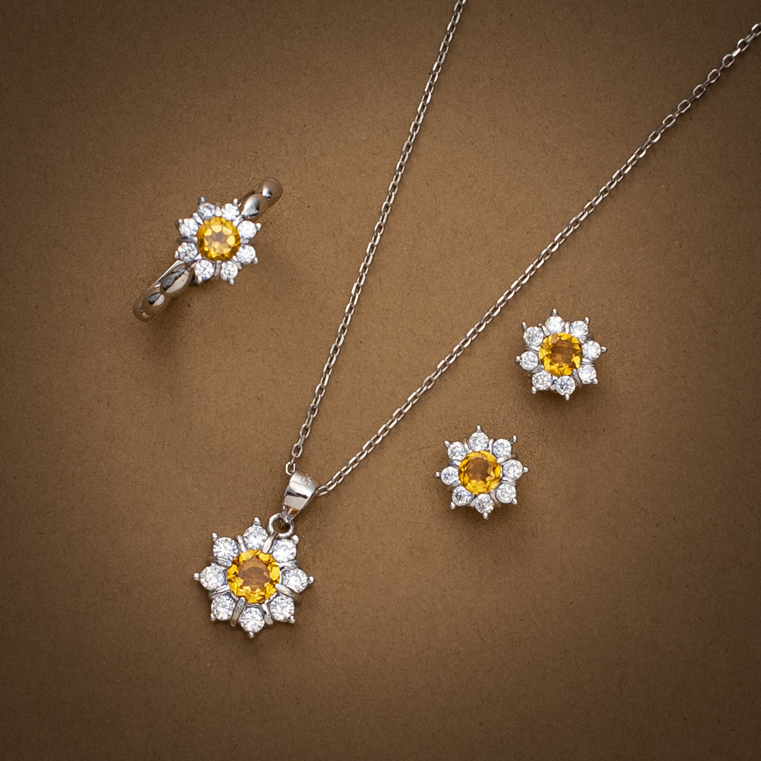 STERLING SILVER DEIMOS CITRINE FULL SET (BFS/1165) | Chamathka Jewellers