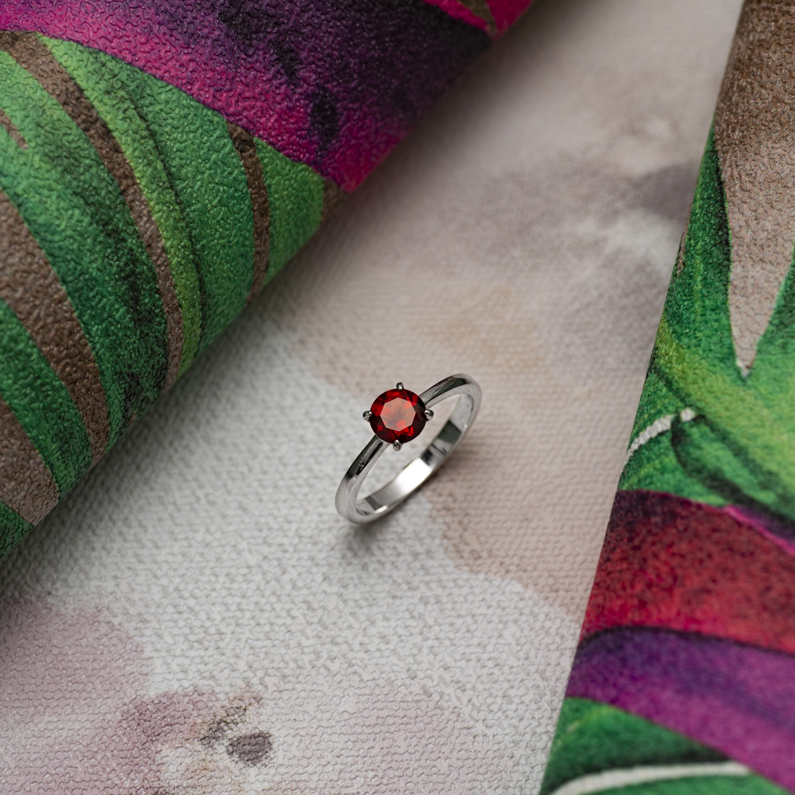 STERLING SILVER BURGUNDY GARNET RING (R-BSM/1421) | Chamathka Jewellers