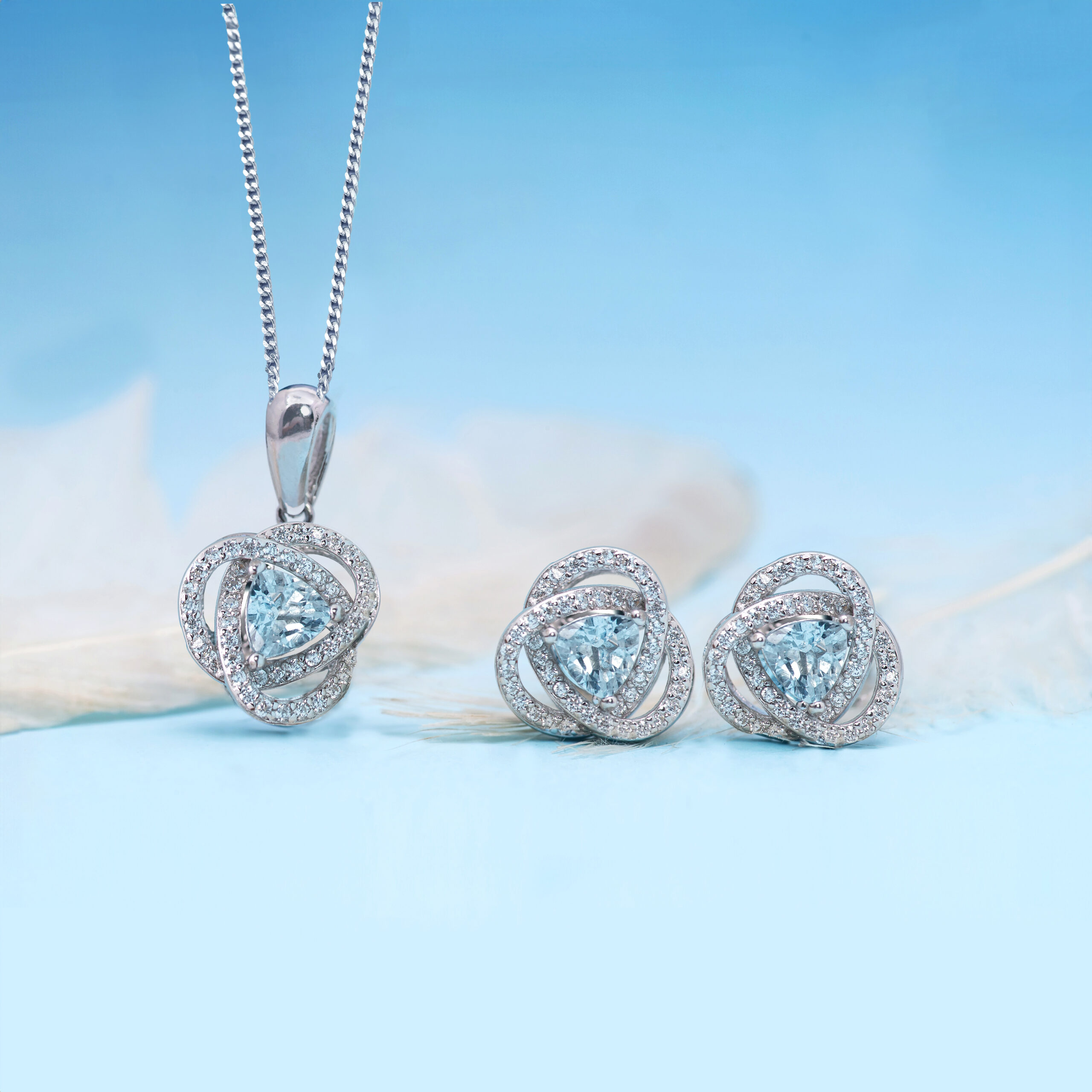STERLING SILVER OCEAN TIDE AQUAMARINE HALF SET (BHS/387) | Chamathka ...